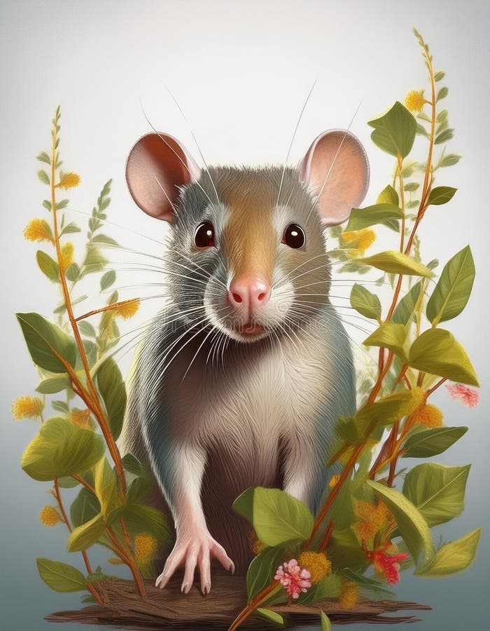 Rat isolated cartoon stock photo. Image of flower, animals - 340080664