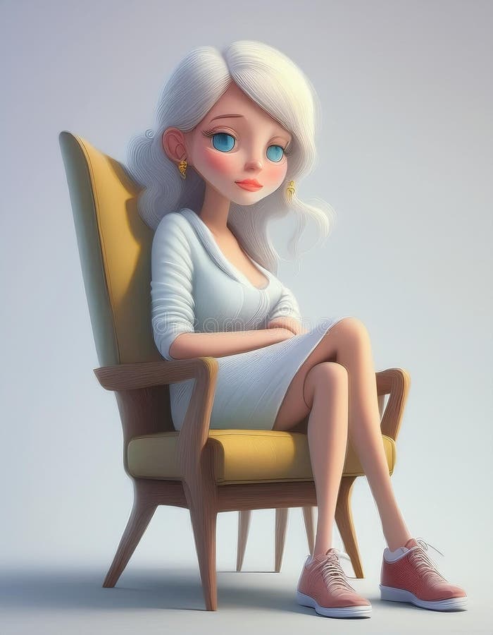 Woman in chair cartoon stock image. Image of home, house - 340080937