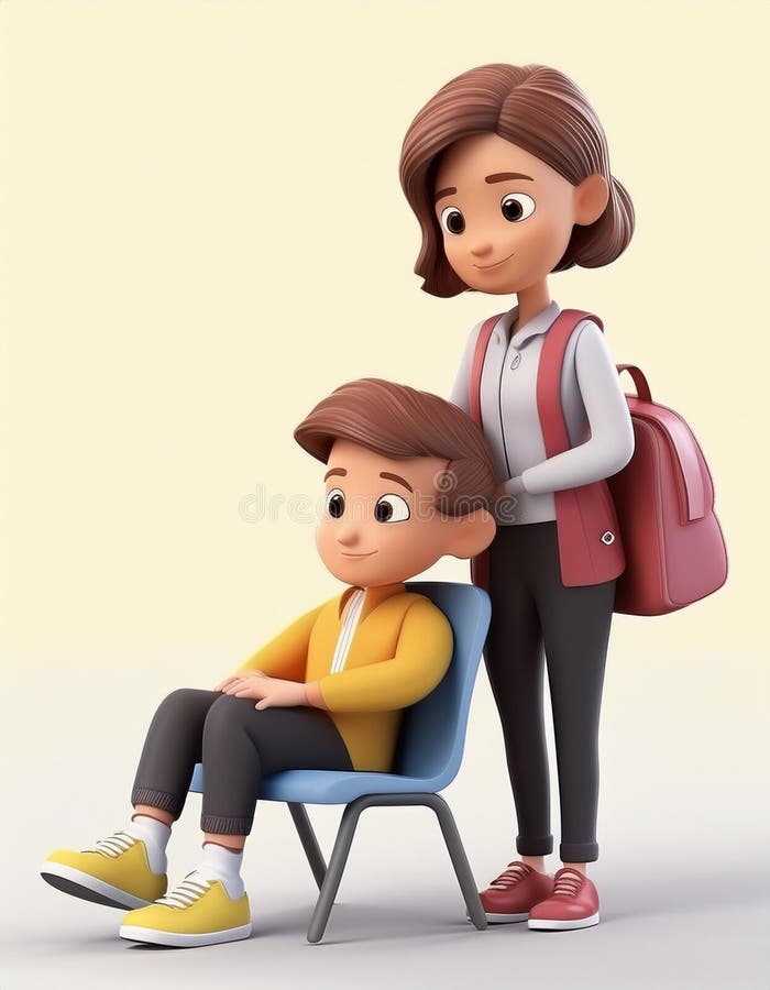 Child and Mother Back To School Cartoon Stock Image - Image of mother ...