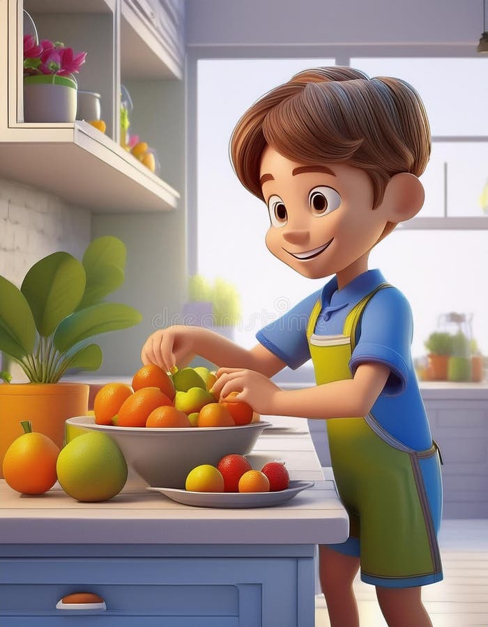 Child Cooking Lunch Cartoon Stock Photo - Image of eating, cartoon ...