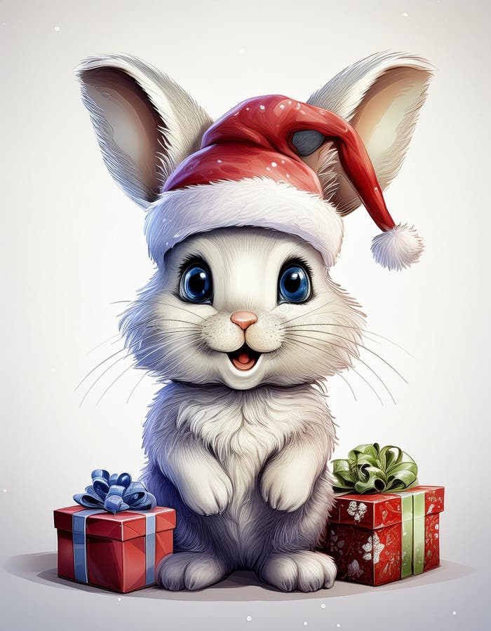 Christmas rabbit cartoon stock image. Image of rabbit - 340370421