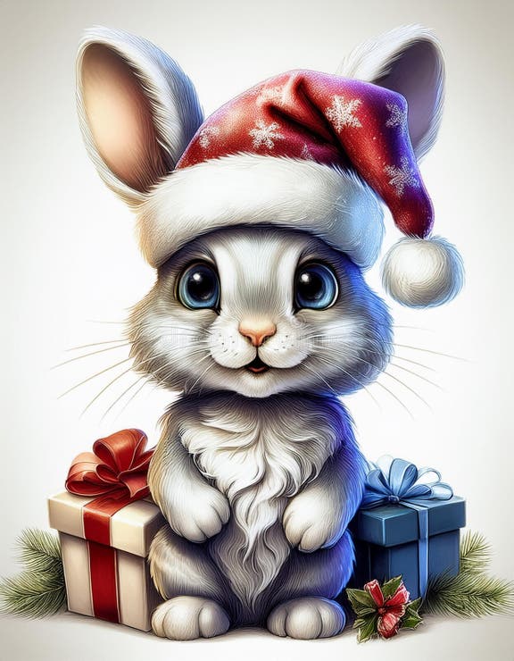 Christmas rabbit cartoon stock image. Image of decoration - 340370431