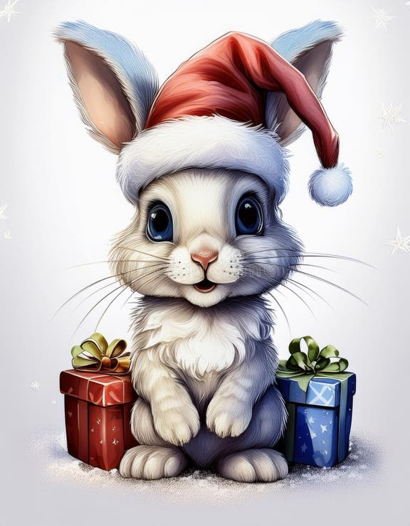 Christmas rabbit cartoon stock photo. Image of bunny - 340370448