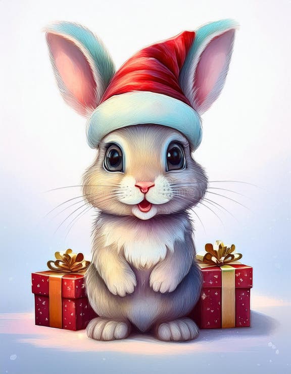 Christmas rabbit cartoon stock image. Image of cartoon - 340370453