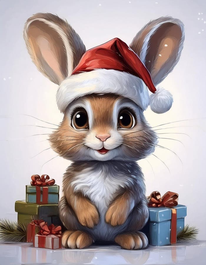 Christmas rabbit cartoon stock image. Image of holiday - 340370471