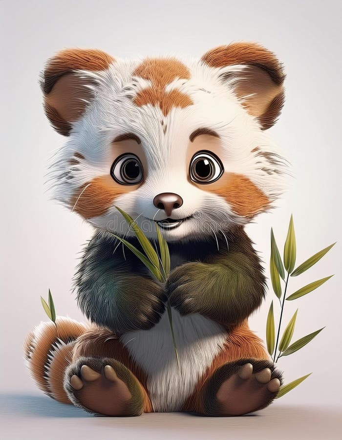 Red panda baby cartoon stock image. Image of plants - 340370493