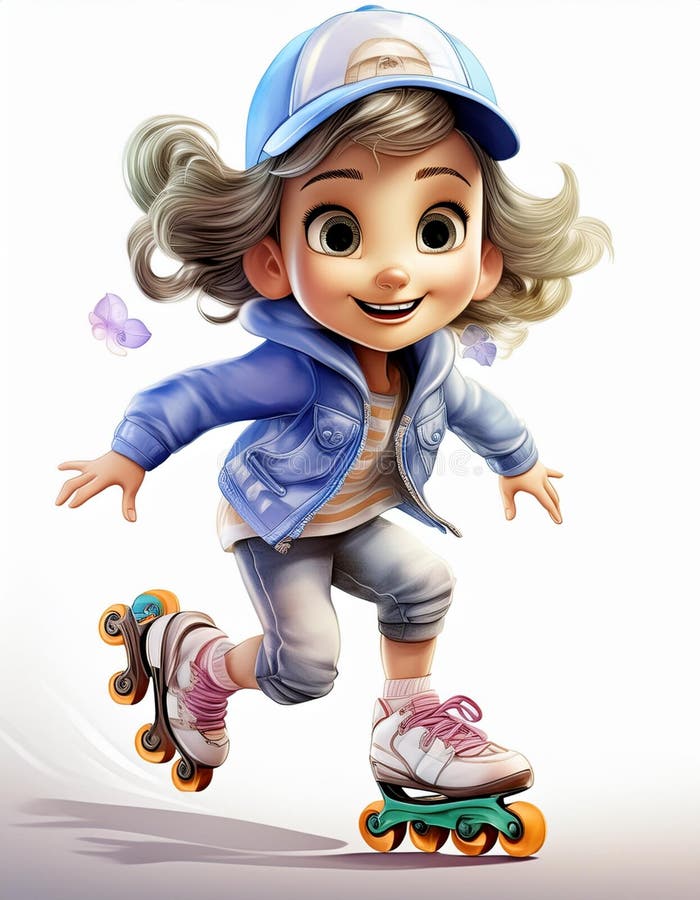 Child skating cartoon stock photo. Image of skating - 341004818