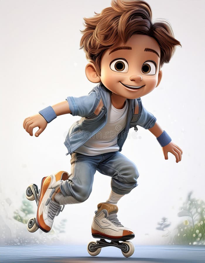 Child skating cartoon stock image. Image of sports, kids - 341004843