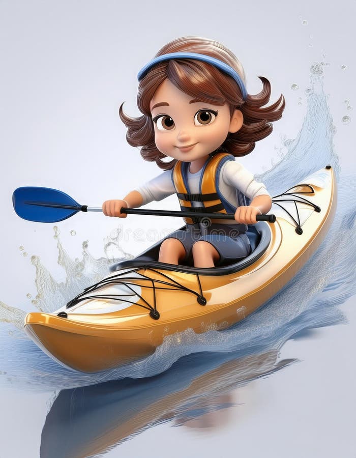 Child in Kayak in Water Cartoon Stock Image - Image of kayak, sport ...