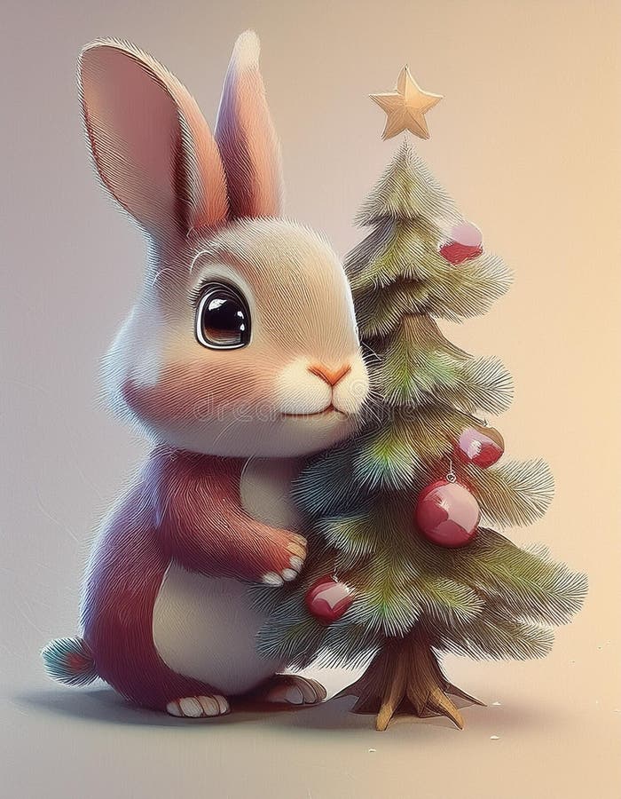 Christmas rabbit cartoon stock image. Image of card - 341047195