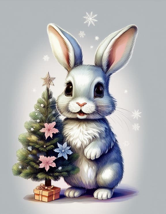 Christmas rabbit cartoon stock image. Image of card - 341047213