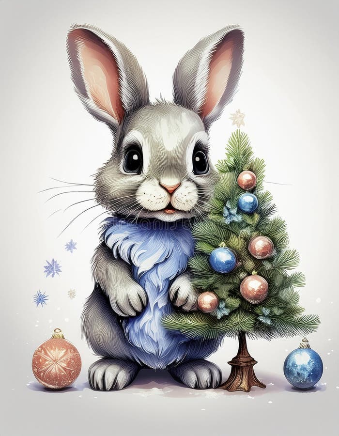 Christmas rabbit cartoon stock image. Image of isolated - 341047225