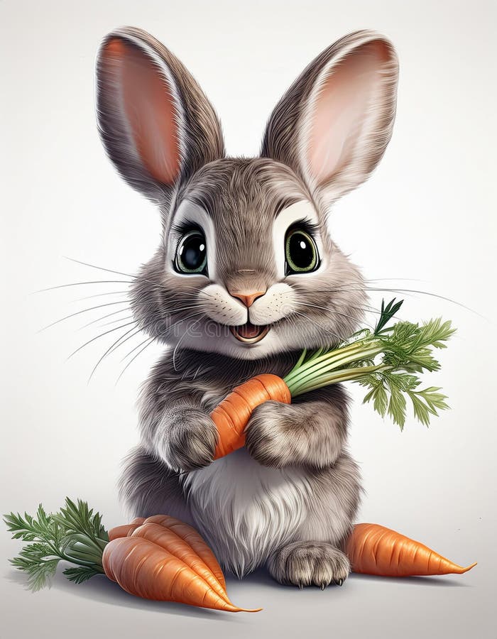 Rabbit with a Carrot Cartoon Stock Image - Image of rabbit, cartoon ...