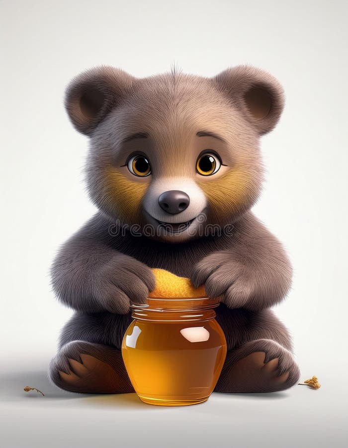 Bear with honey cartoon stock image. Image of cute, cartoon - 341047623