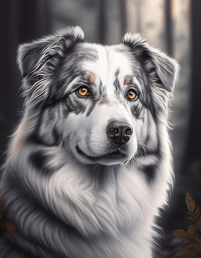 Australian Shepherd Portrait Cartoon Stock Photo - Image of aussie ...
