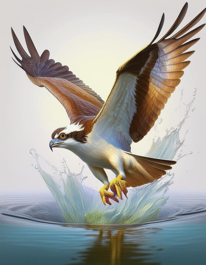 Osprey in water cartoon stock image. Image of eagle - 341054061