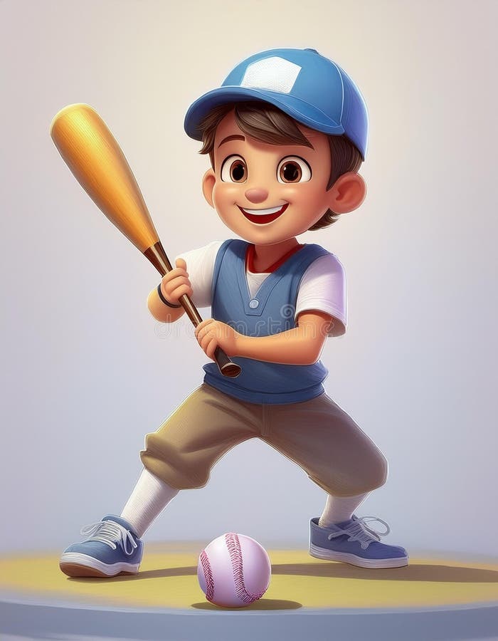 Child Playing Baseball Cartoon Stock Image - Image of sport, child ...