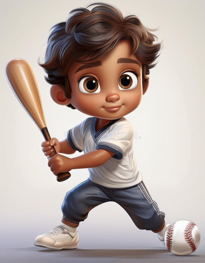 Child Playing Baseball Cartoon Stock Photo - Image of poster, playing ...