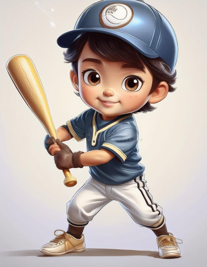 Child Playing Baseball Cartoon Stock Image - Image of baseball ...