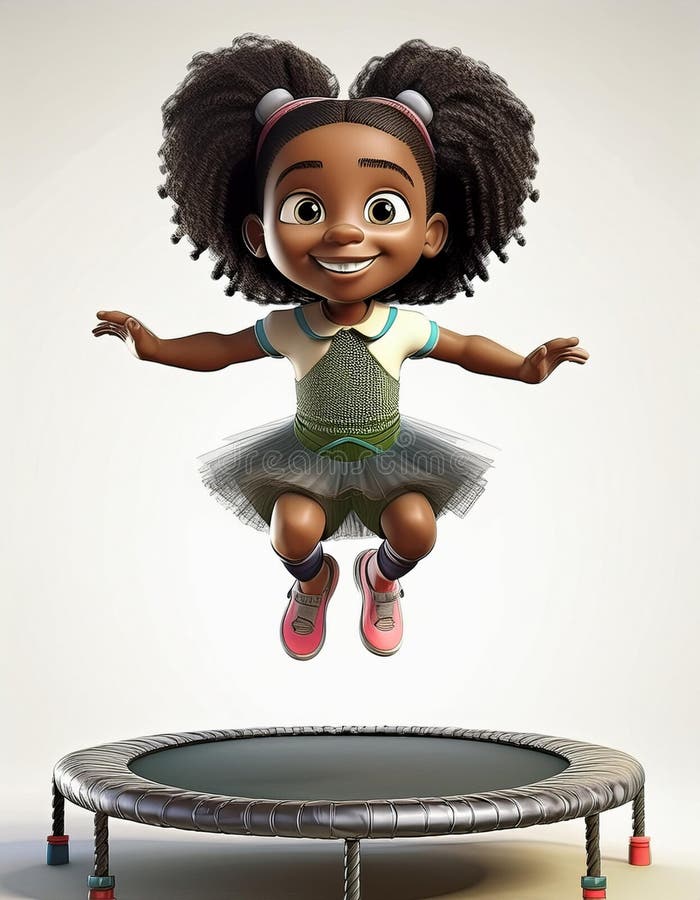 Child on Trampoline Cartoon Stock Photo - Image of funny, kids: 341075362