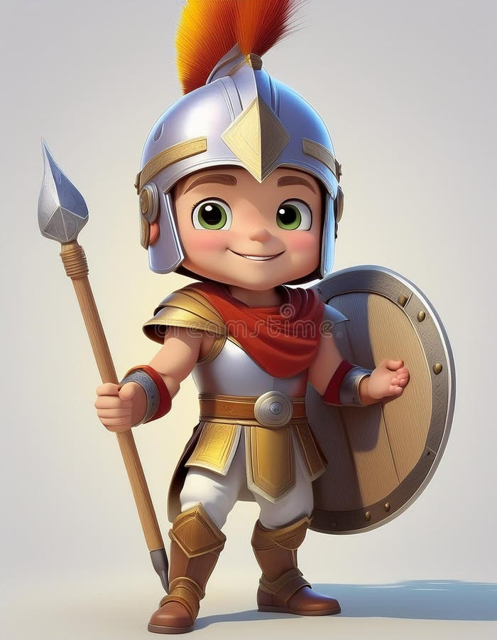 Child gladiator cartoon stock photo. Image of arena - 341075572