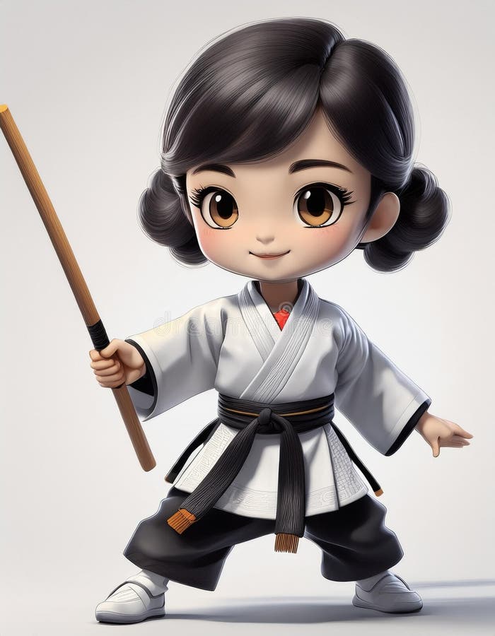 Child Training Aikido Cartoon Stock Illustration - Illustration of girl ...