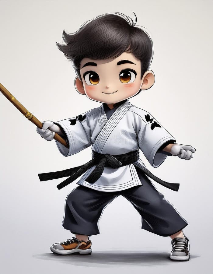 Child Training Aikido Cartoon Stock Illustration - Illustration of dojo ...