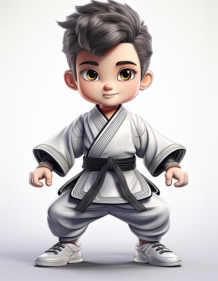 Child Training Taekwondo Cartoon Stock Image - Image of sport, children ...