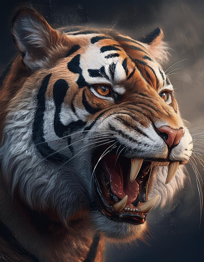 Tiger Roaring Isolated Cartoon Stock Image - Image of wild, cartoon ...