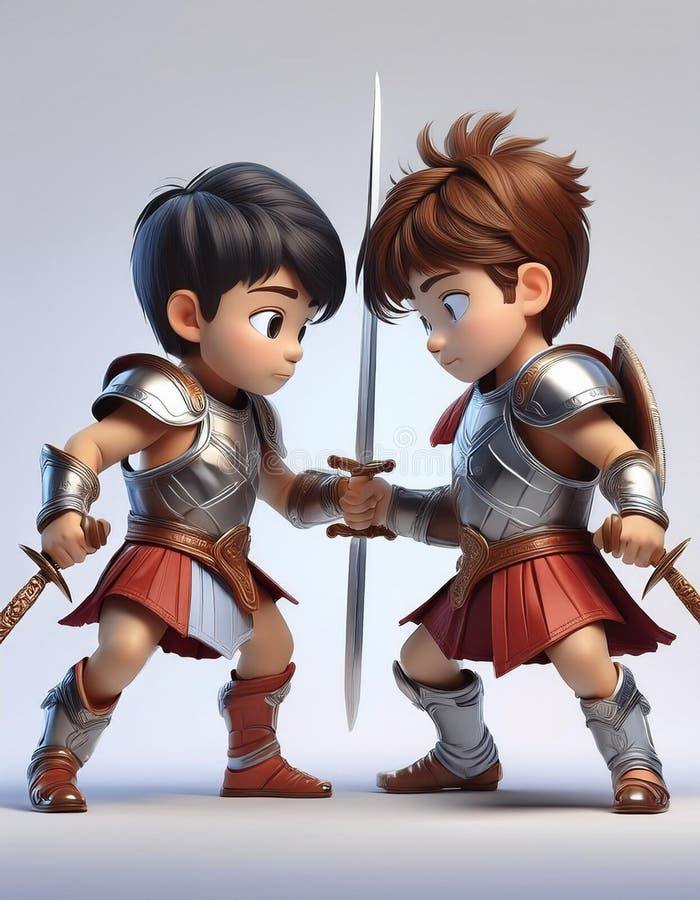 Gladiator Child in a Wagon Cartoon Stock Photo - Image of funny ...