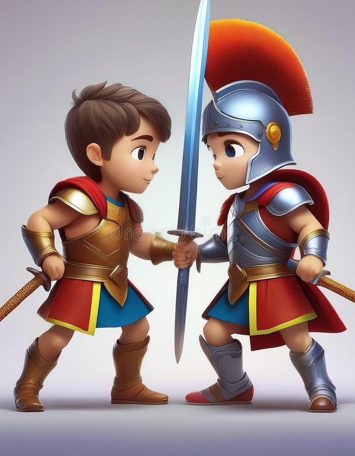 Gladiator Child in a Wagon Cartoon Stock Image - Image of gladiator ...