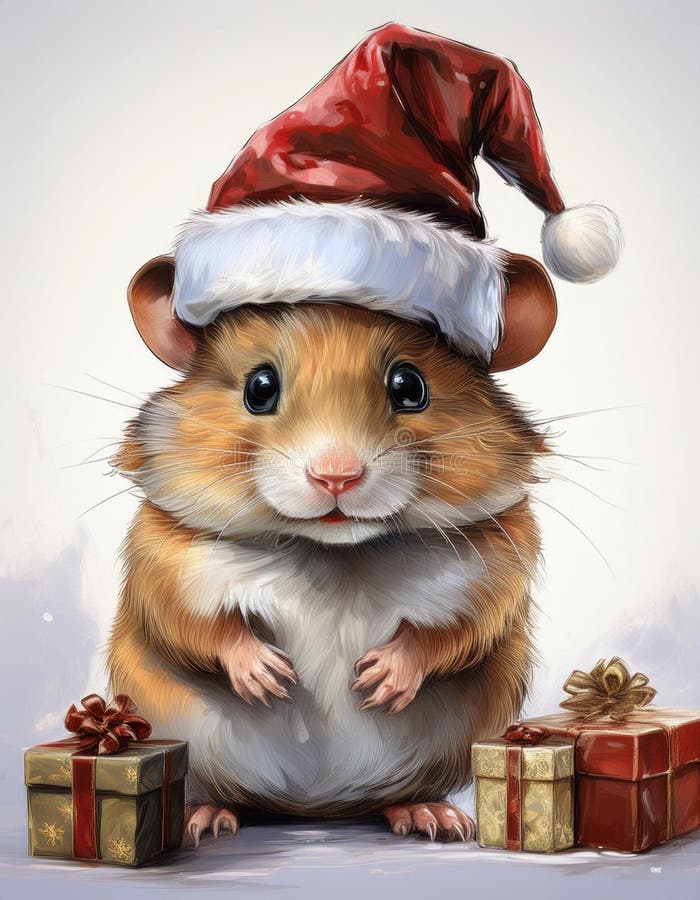 Christmas hamster cartoon stock photo. Image of animals - 341325606