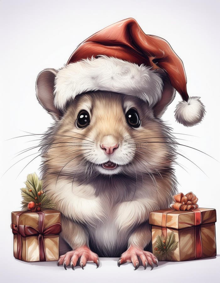 Christmas hamster cartoon stock photo. Image of decoration - 341325674
