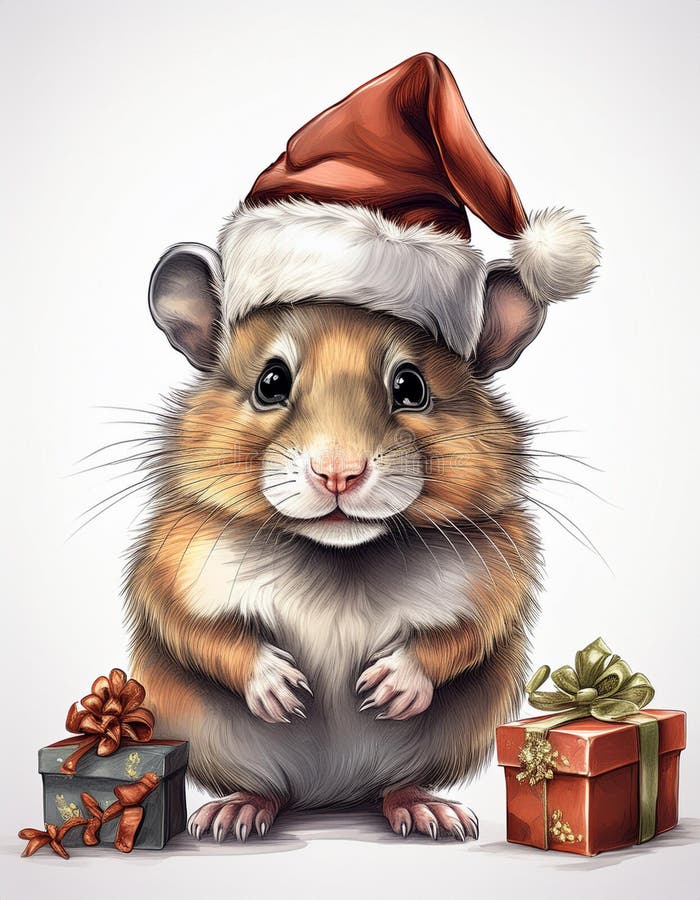 Christmas hamster cartoon stock image. Image of pets - 341325687