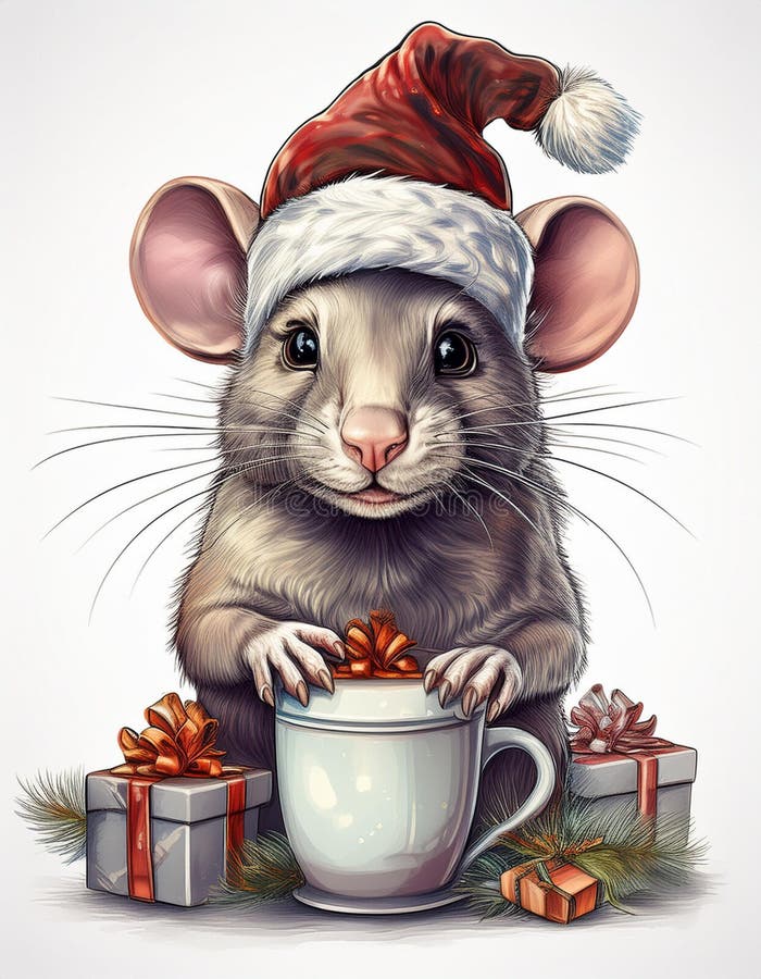 Christmas rat cartoon stock image. Image of funny, greetings - 341325715