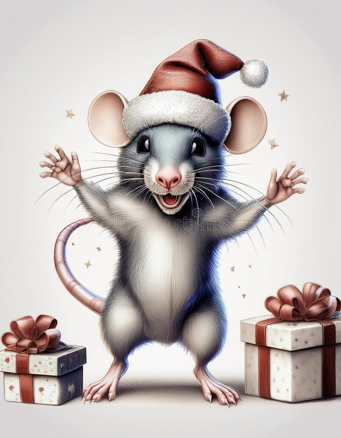 Christmas rat cartoon stock image. Image of happy, cute - 341325749