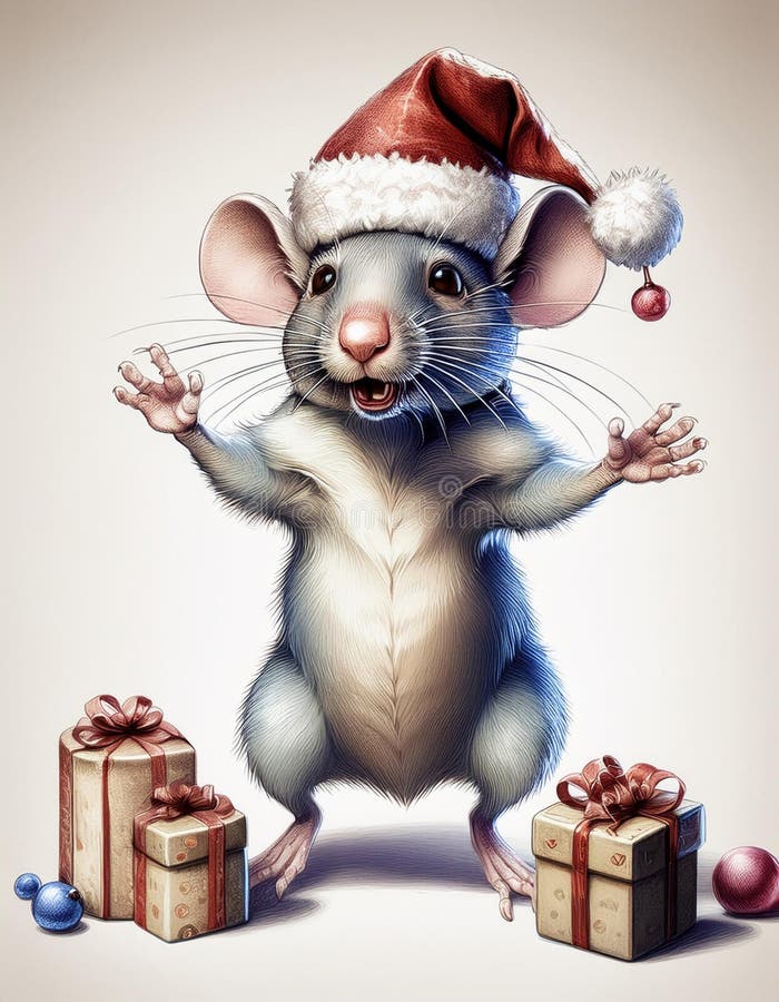 Christmas rat cartoon stock image. Image of happy, pets - 341325773