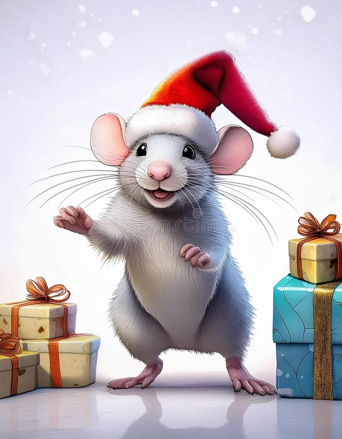 Christmas rat cartoon stock photo. Image of mouse, animals - 341325818