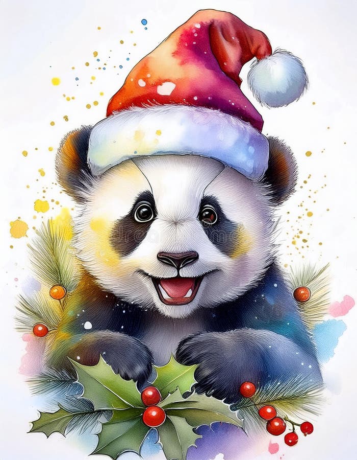 Christmas panda cartoon stock image. Image of funny - 341325989