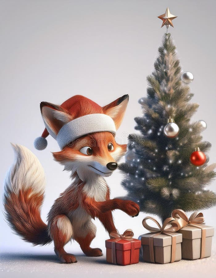 Christmas fox cartoon stock photo. Image of season, funny - 341328960