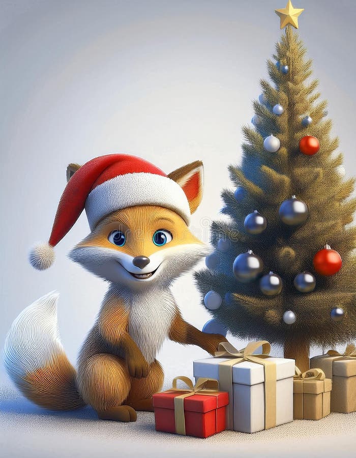 Christmas fox cartoon stock photo. Image of funny, animals - 341328966