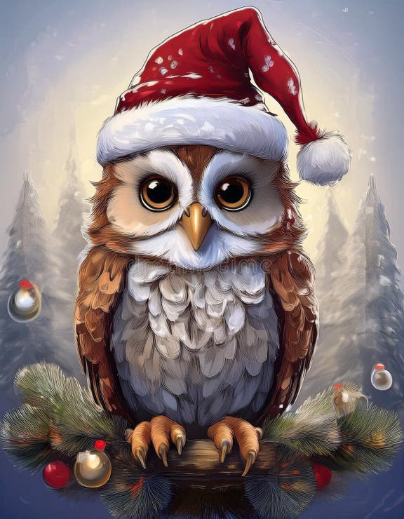Christmas owl cartoon stock photo. Image of season, cartoon - 341678852