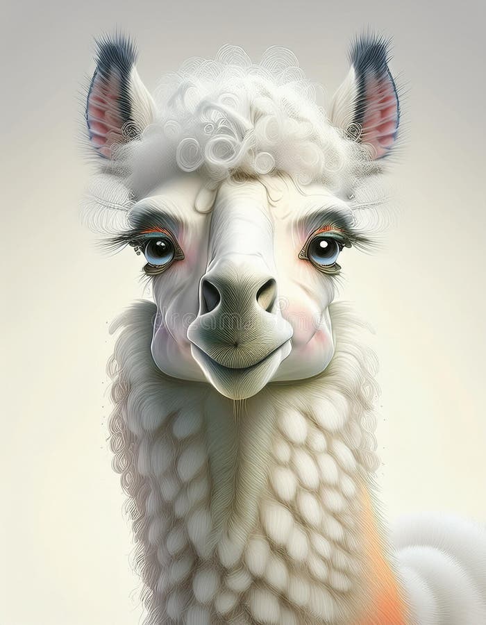 Lama portrait cartoon stock image. Image of animals - 341923829