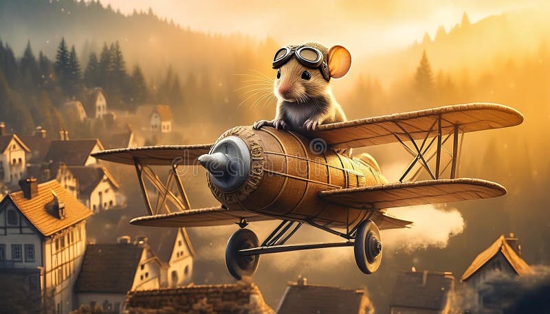 Mouse in airplane cartoon stock photo. Image of transport - 341947746