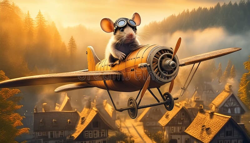 Mouse in airplane cartoon stock photo. Image of cartoon - 341947750