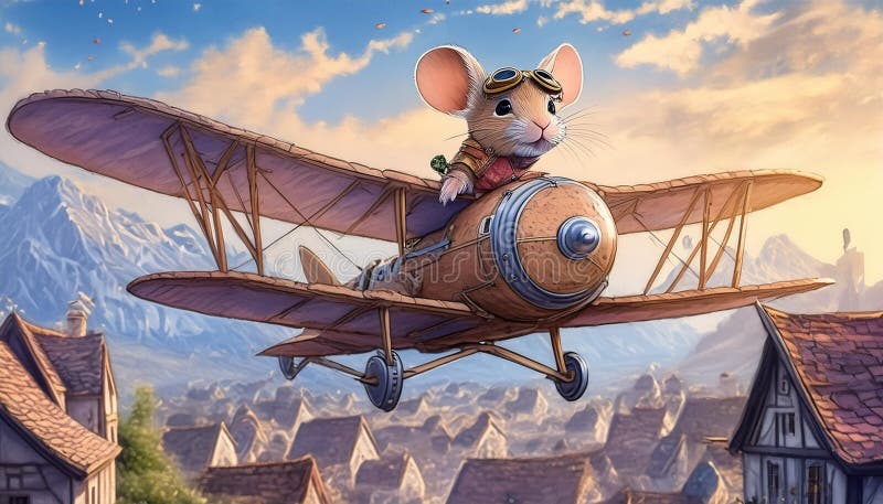Mouse in airplane cartoon stock photo. Image of transport - 341947754