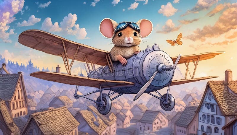 Mouse in airplane cartoon stock photo. Image of holiday - 341947768