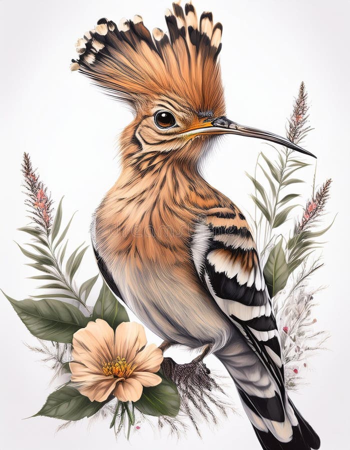 Hoopoe Bird in Field Cartoon Stock Illustration - Illustration of ...