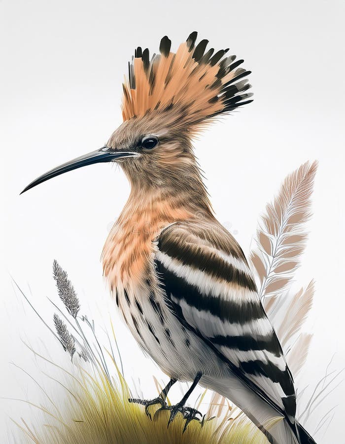 Hoopoe Bird in Field Cartoon Stock Illustration - Illustration of card ...