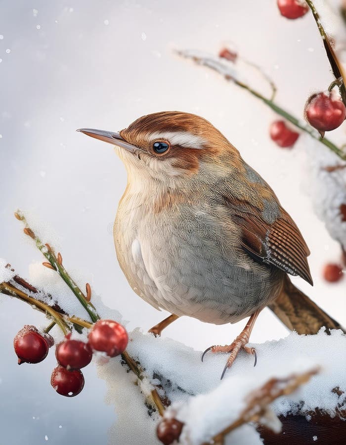 Wren in the snow cartoon stock illustration. Illustration of animals ...